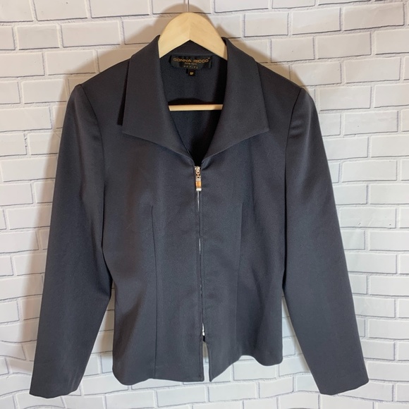 Donna Ricco | Jackets & Coats | Donna Ricco Petite Grey Zip Front ...